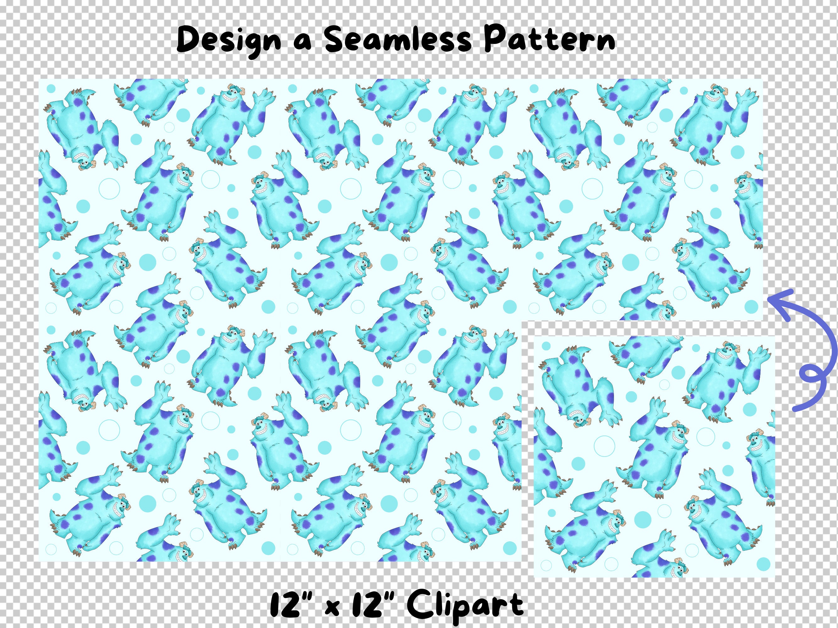 Monsters Inc Seamless Pattern, Digital Download, Cute Cartoon, High ...