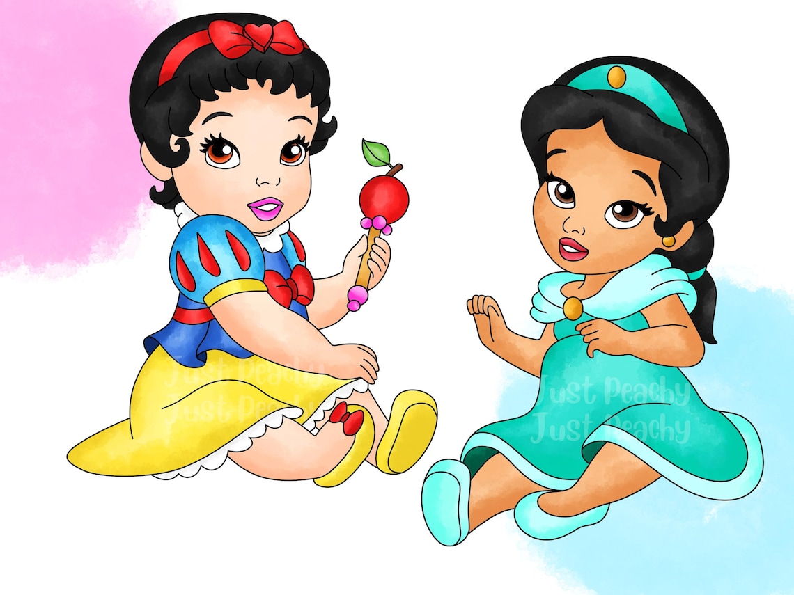 Watercolor Baby Princess Clipart: Cartoon PNG Set (digital Download) - Etsy