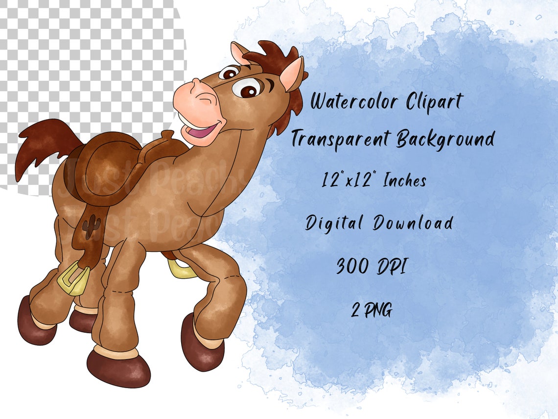 Bullseye Toy Story Watercolor Clipart: Cartoon Illustration (PNG) - Etsy
