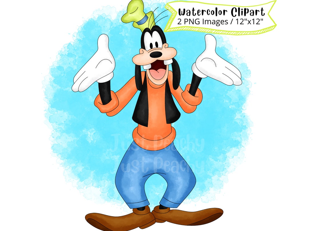 Goofy Hand Drawn Watercolor Clipart, Cute Cartoon Illustration, PNG ...