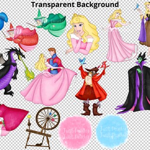 Sleeping Beauty Watercolor Clipart Set, Cute Cartoon, Princess Aurora ...