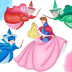Sleeping Beauty Watercolor Clipart Set, Cute Cartoon, Princess Aurora ...