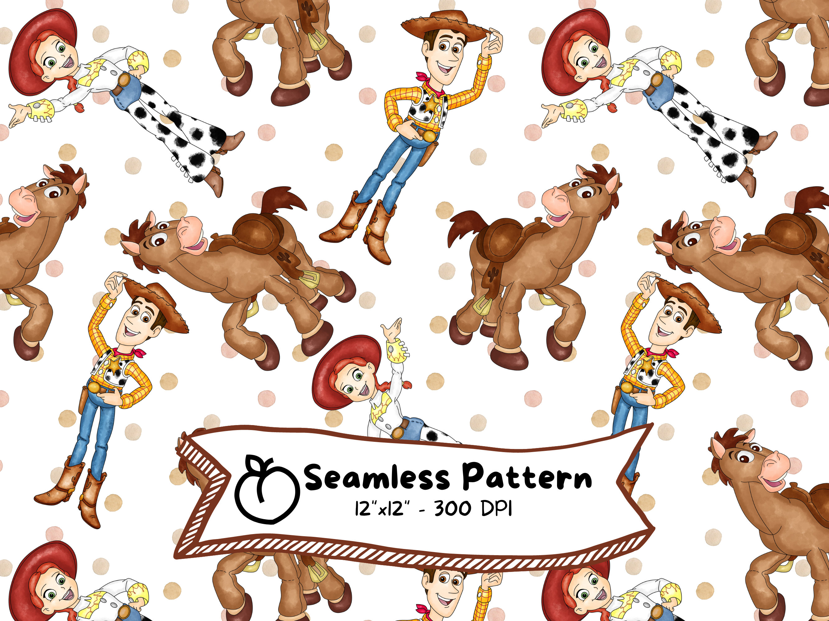 Toy Story Seamless Pattern: Watercolor Cartoon Print (digital Download ...