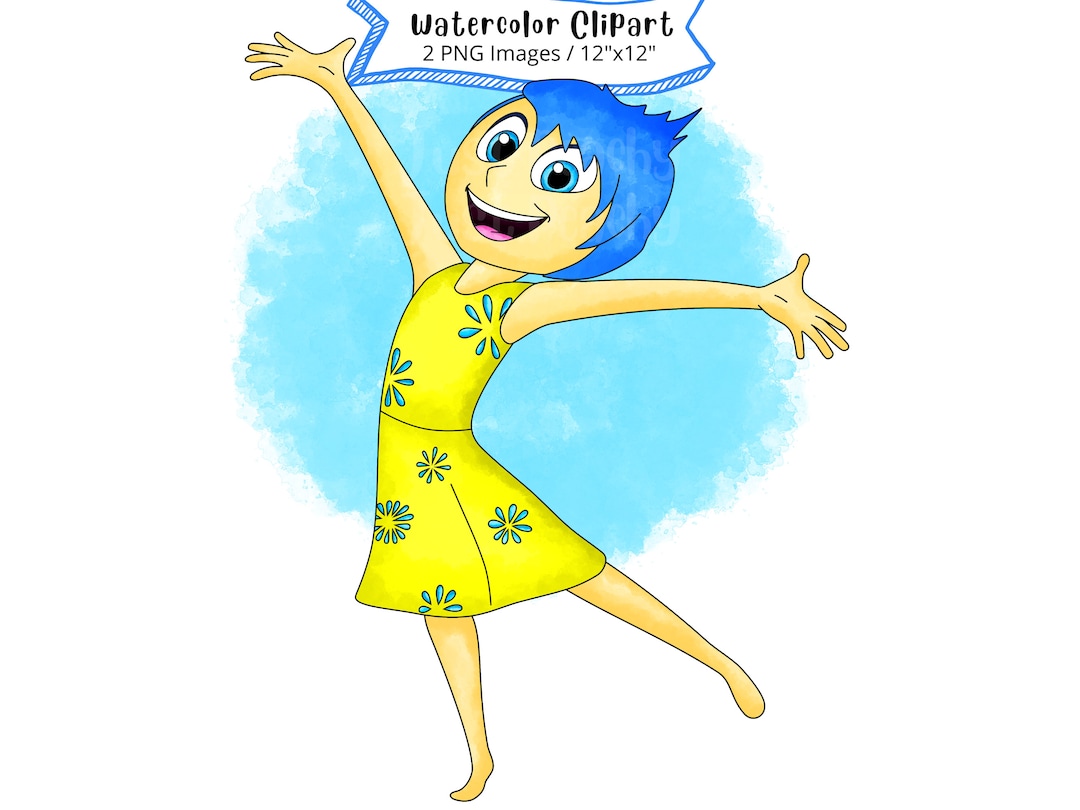 Joy From Inside Out Watercolor Clipart Set, Cute Cartoon, PNG, High ...