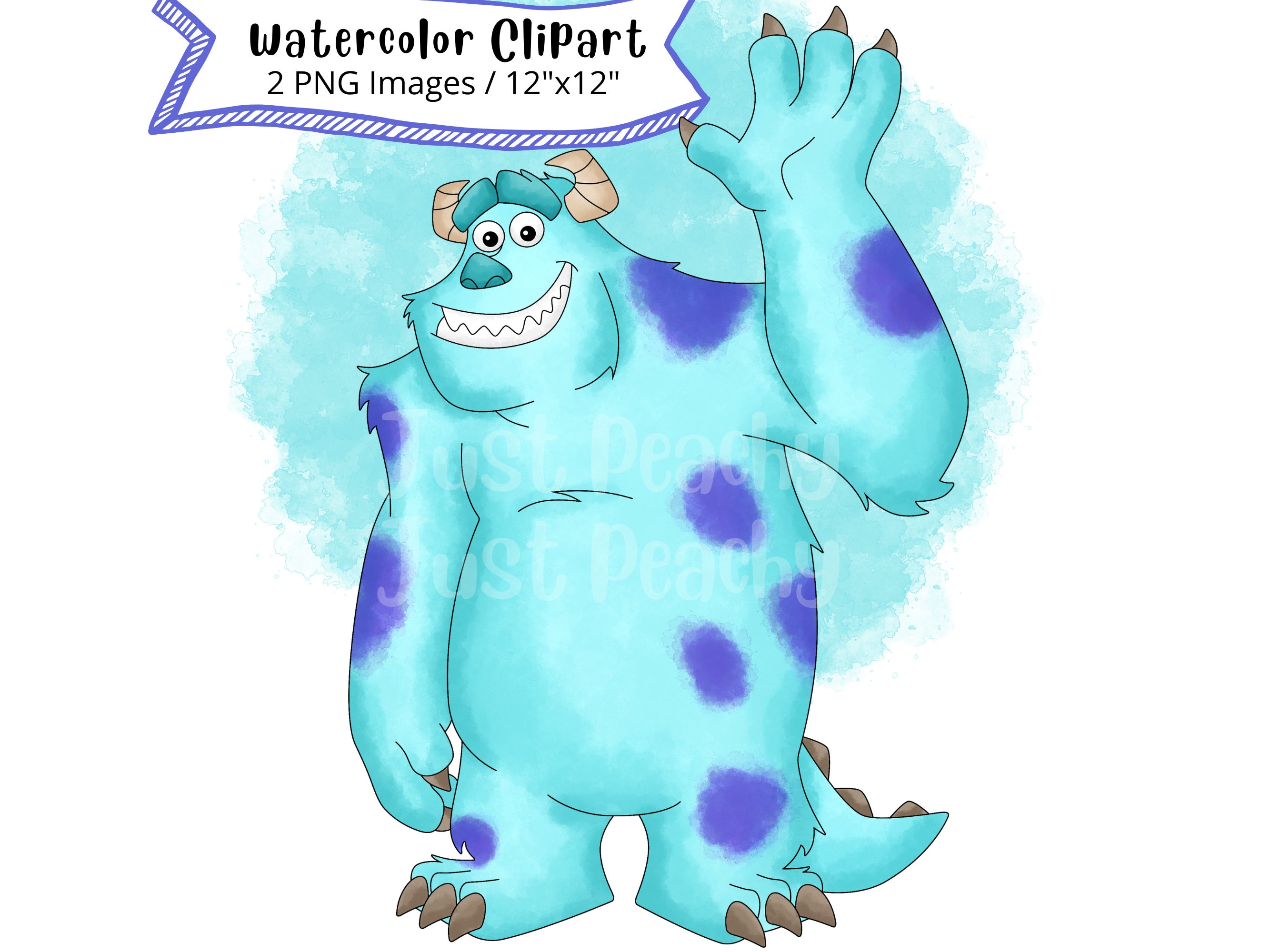 Sully From Monsters Inc Watercolor Clipart, Cute Cartoon, PNG, High ...