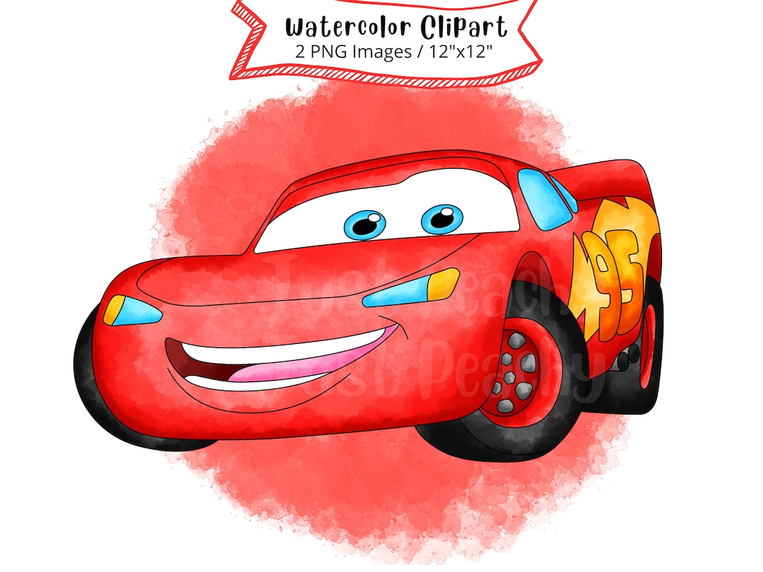 Lighting Mcqueen From Cars Watercolor Clipart, Cute Cartoon, Cars PNG ...