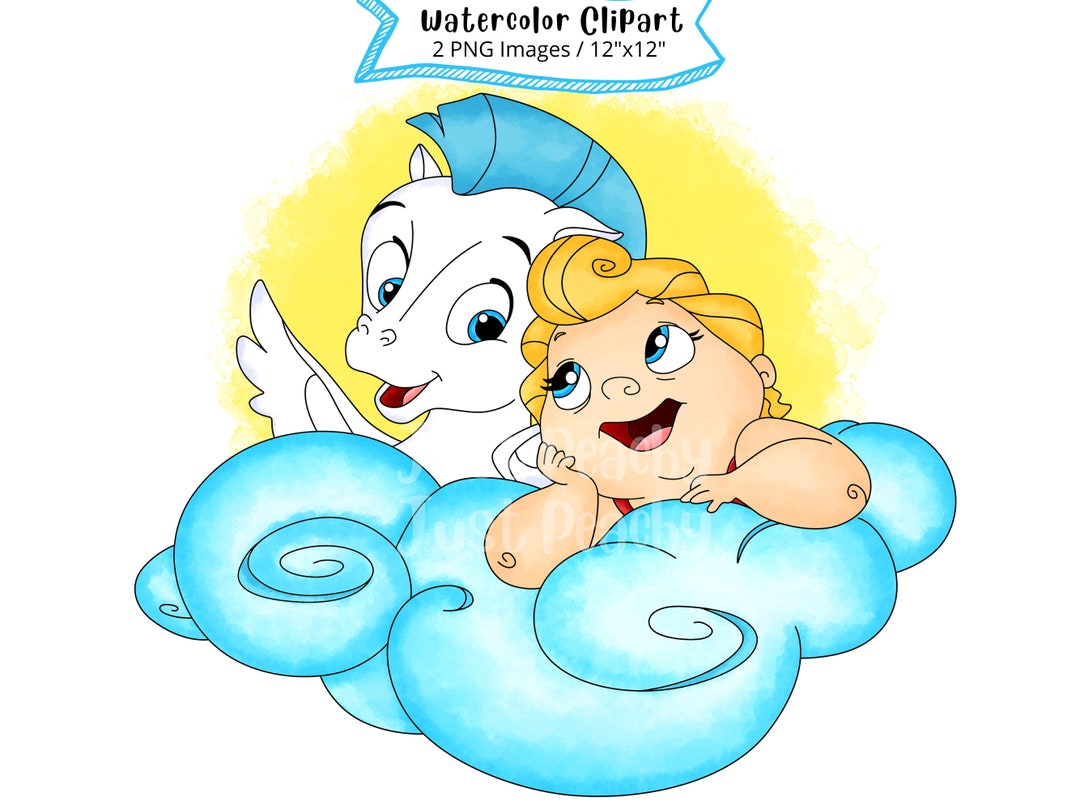 Baby Hercules Watercolor Clipart, Cute Cartoon Illustration, PNG ...