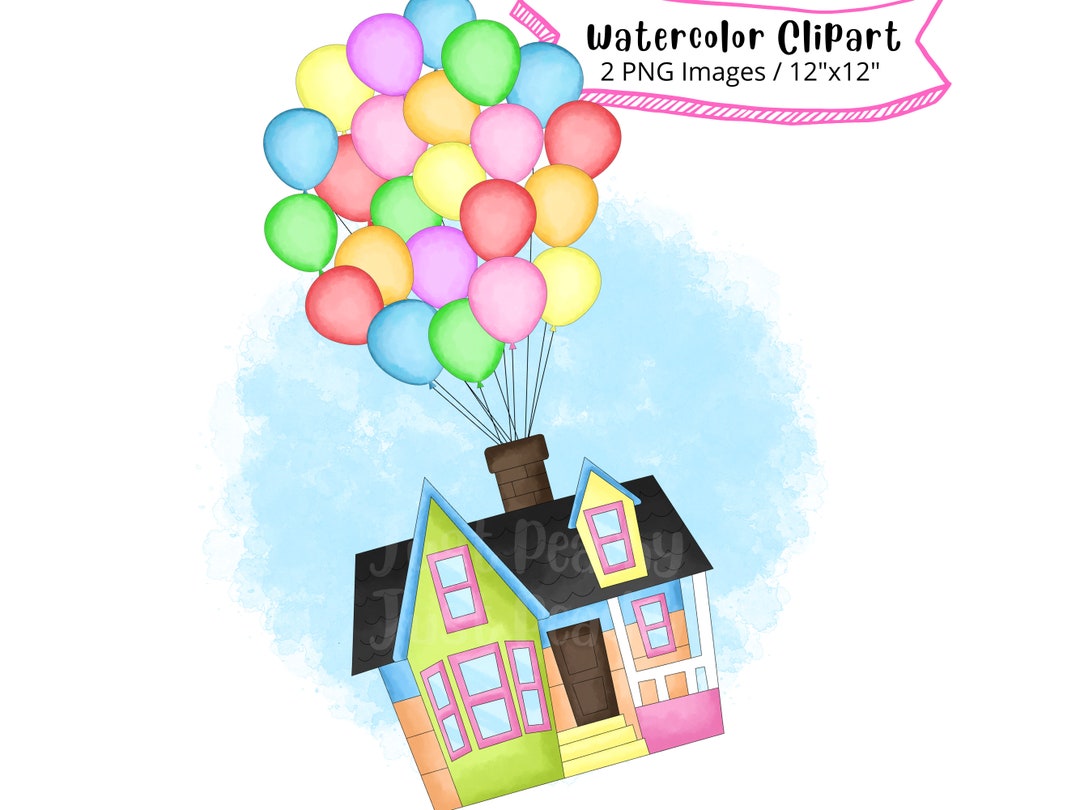 Balloon House From UP Hand Drawn Watercolor Clipart, PNG, High ...