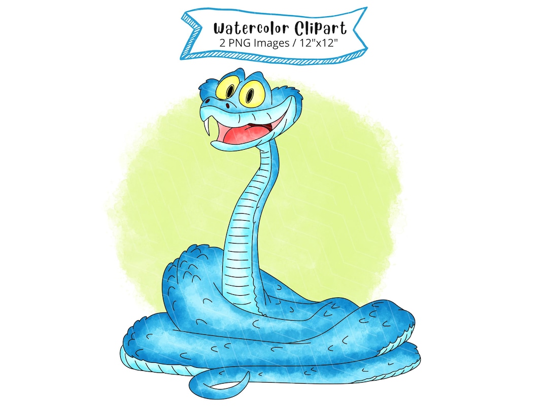 Gary De'snake Zootopia Watercolor Clipart, Blue Cartoon Snake (digital ...