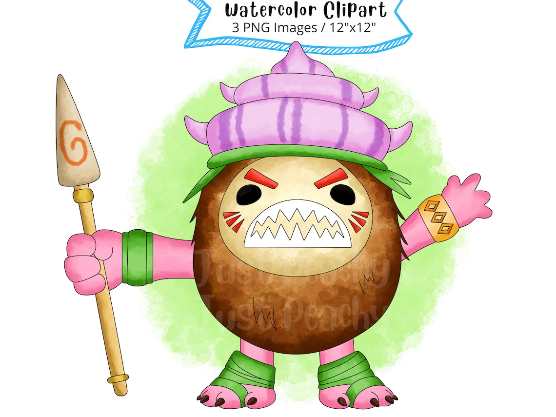 Kakamora Moana Clipart Set: Hand Drawn Watercolor Illustration (digital ...