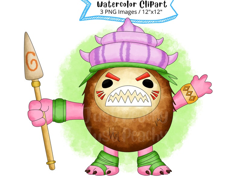 Kakamora From Moana Hand Drawn Watercolor Clipart Set, Cute Cartoon ...