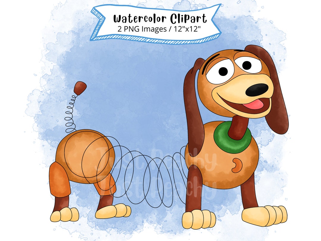 Slinky Dog, Toy Story, Hand Drawn Watercolor Clipart, Cute Cartoon ...