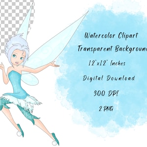 Periwinkle From Tinkerbell Hand Drawn Watercolor Clipart, Cute Cartoon ...