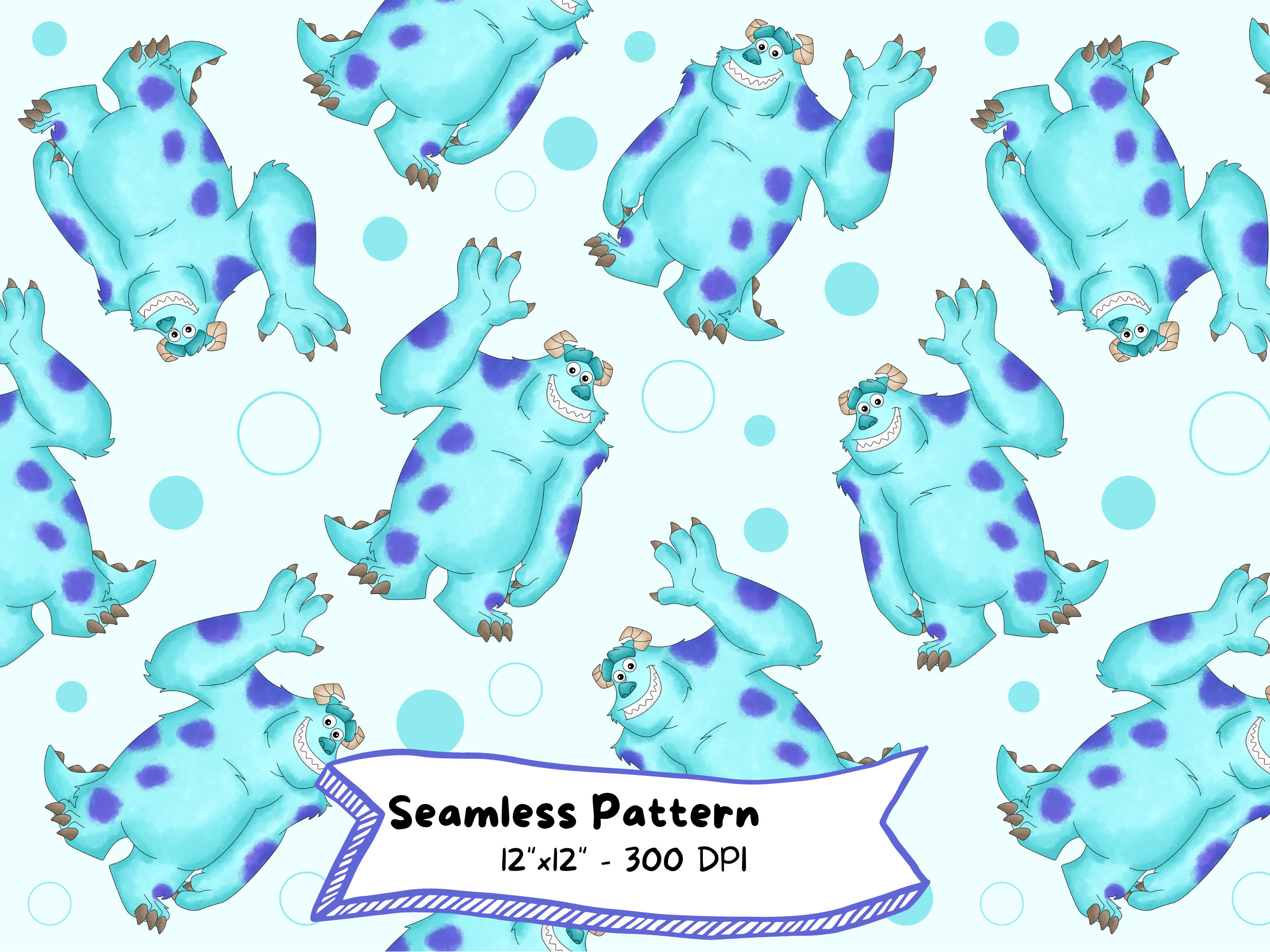 Monsters Inc Seamless Pattern, Digital Download, Cute Cartoon, High ...