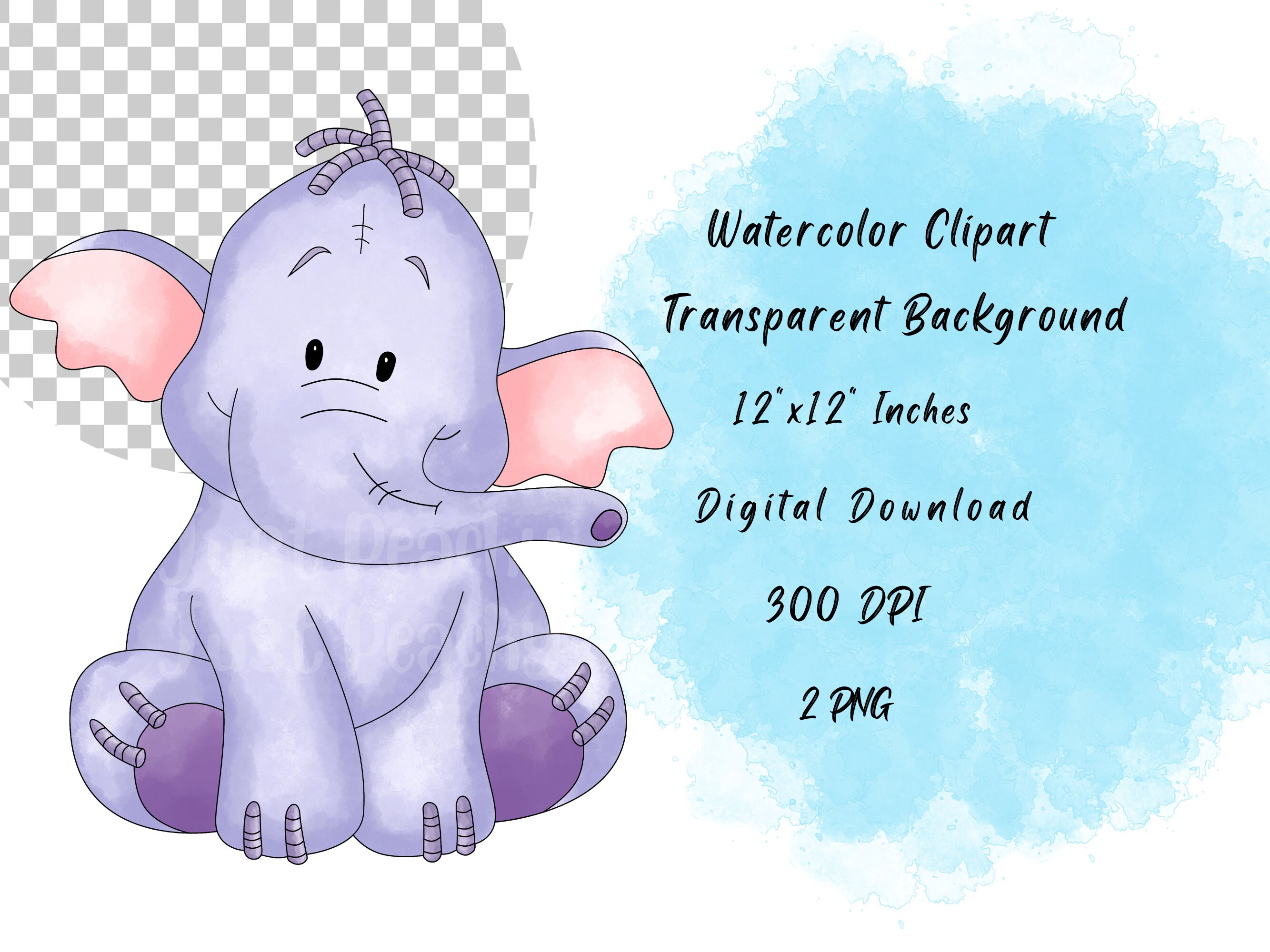 Heffalump From Winnie the Pooh Hand Drawn Watercolor Clipart, Cute ...