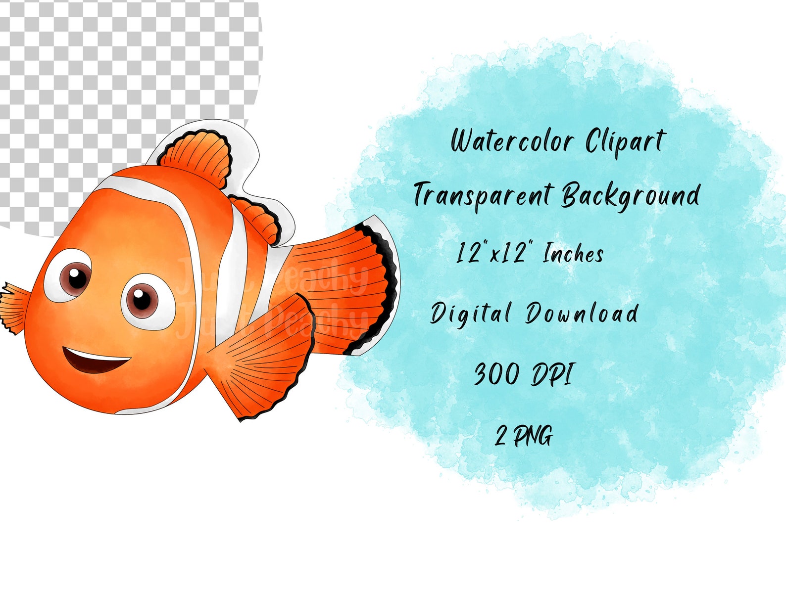 Nemo Watercolor Clipart: Finding Nemo PNG, Under the Sea (digital ...