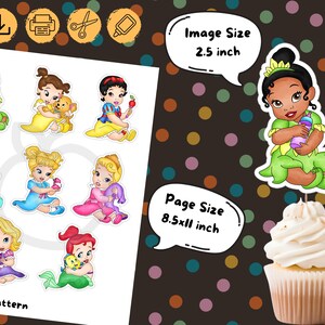 Baby Princess Watercolor Cupcake Topper, Digital, Birthday Party, Cake ...