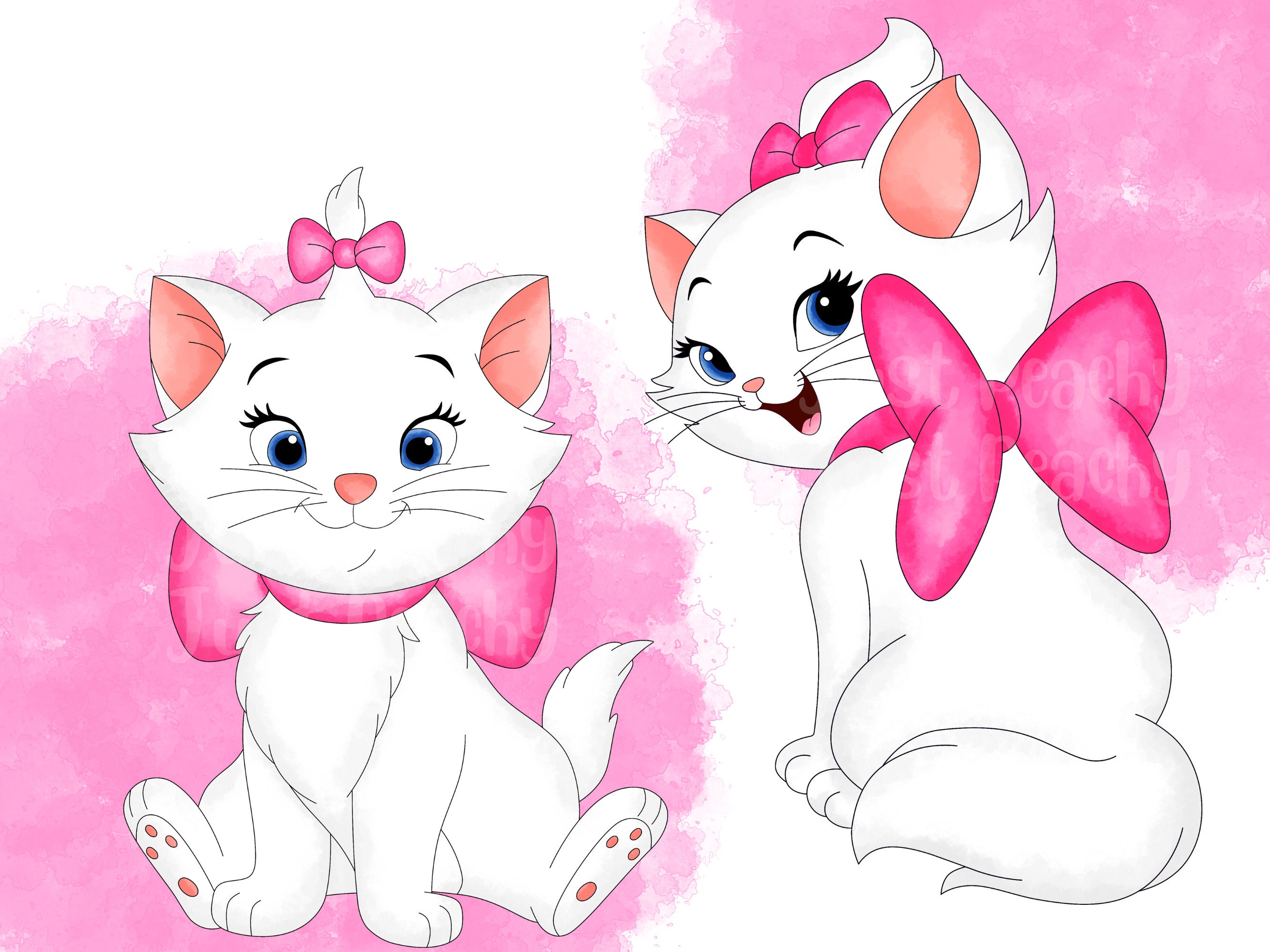 Marie Cat Watercolor Clipart Set: Hand-drawn Cartoon (digital Download ...