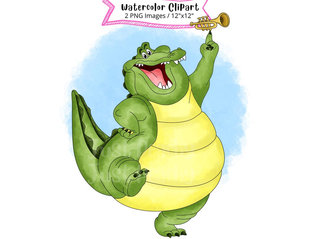 Louis the Alligator Watercolor Clipart, Princess and the Frog (digital ...