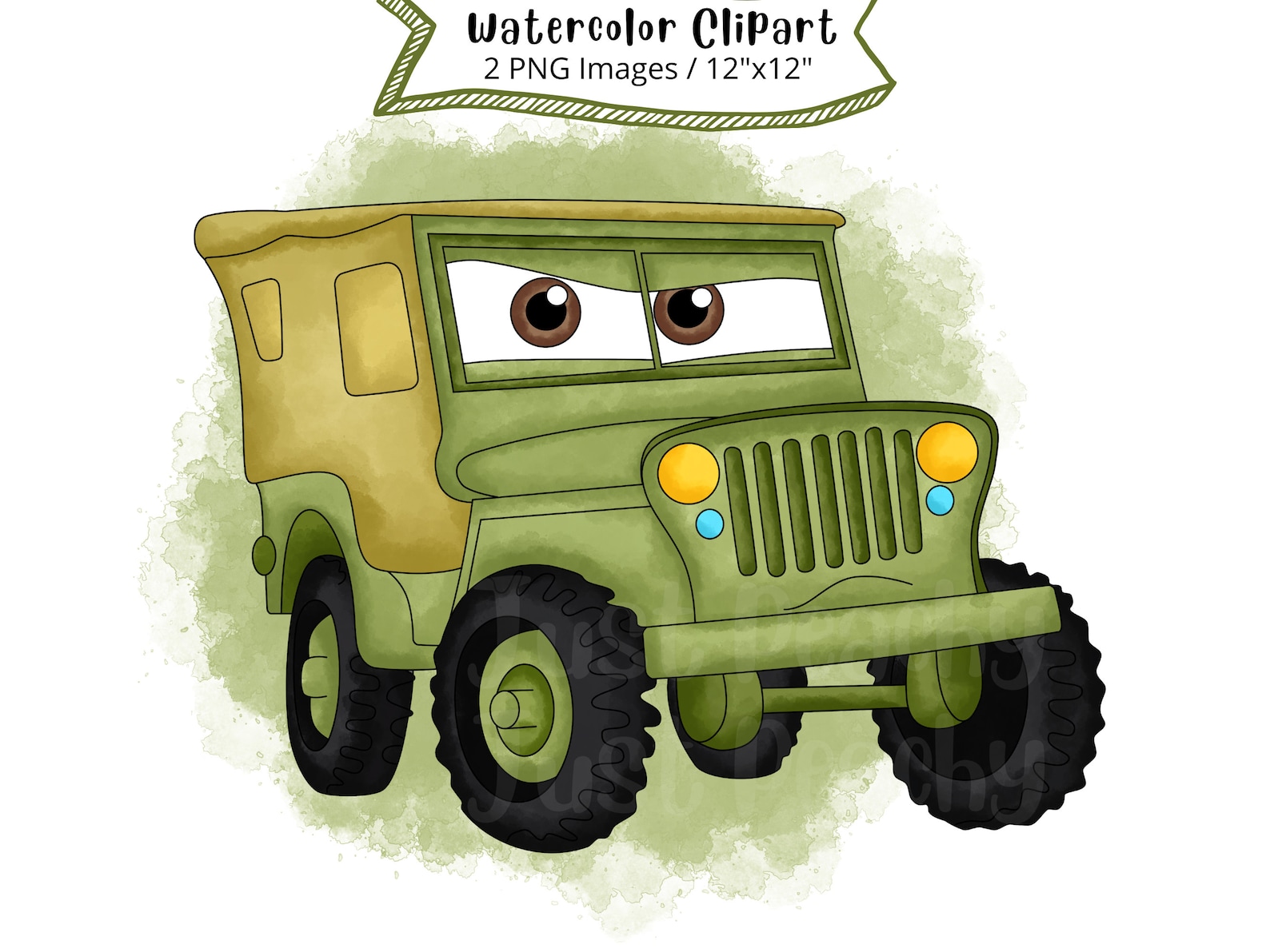 Sarge From Cars Movie, Watercolor Clipart, Cute Cartoon, Cars PNG ...
