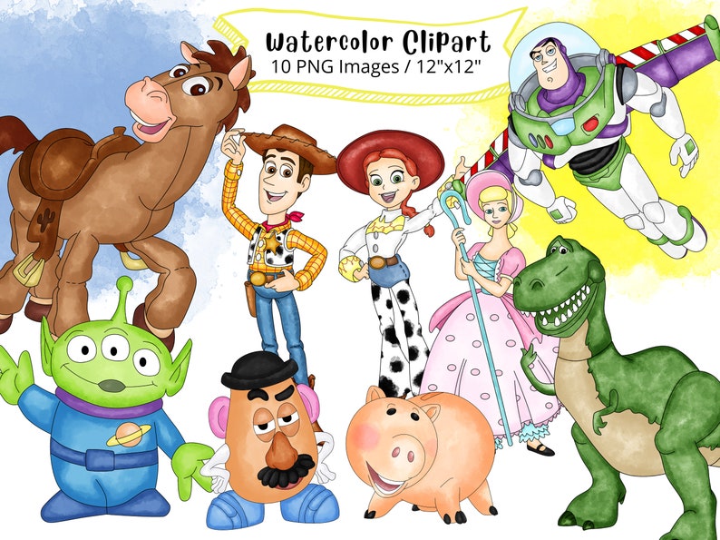 Toy Story Watercolor Watercolor Clipart, Cute Cartoon Illustration ...