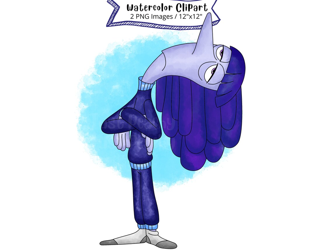 Ennui Inside Out Watercolor Clipart: Cartoon PNG (digital Download) - Etsy