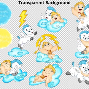 Baby Hercules Watercolor Clipart Set, Cute Cartoon Illustration, PNG ...