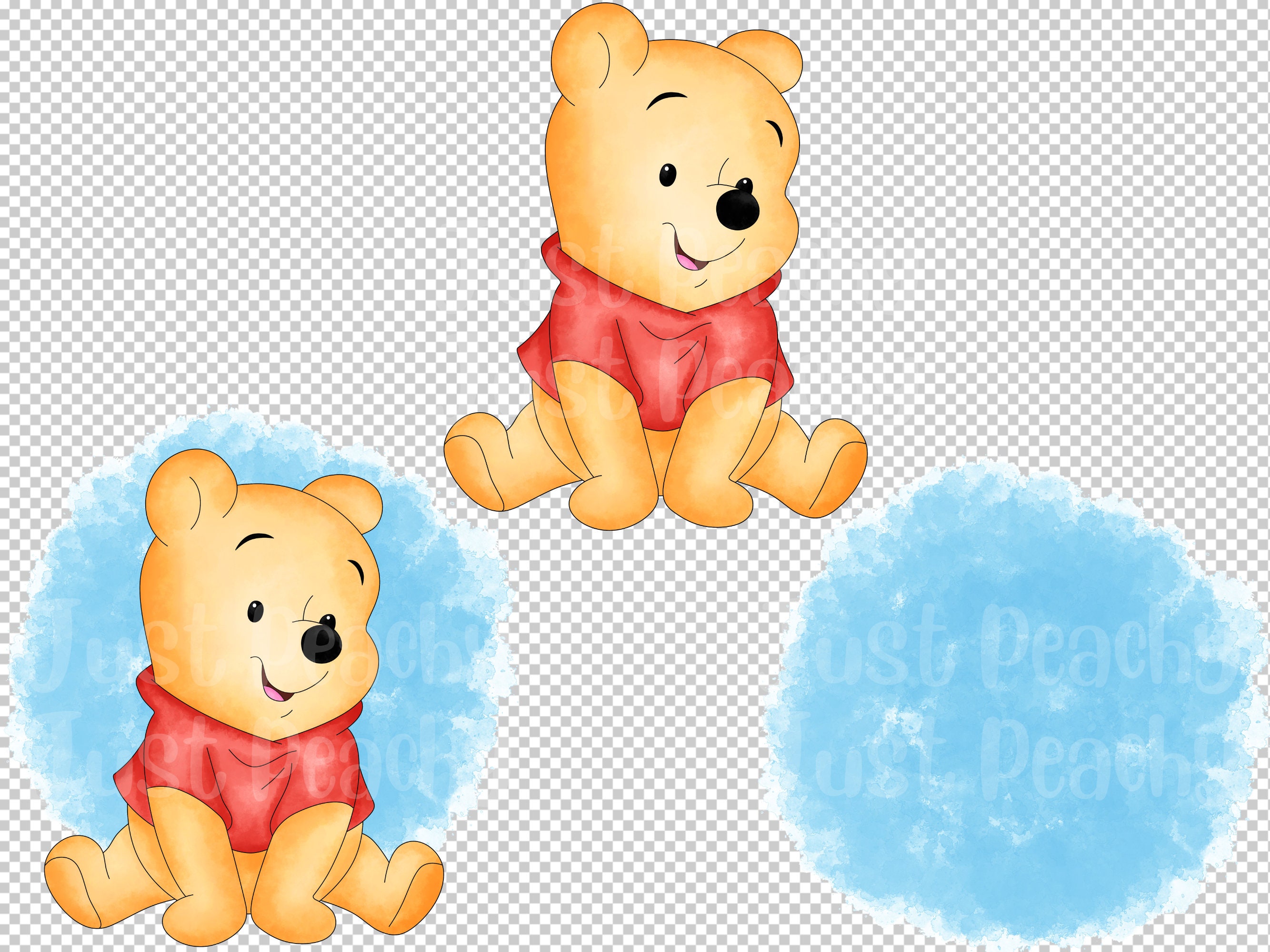 Baby Winnie the Pooh Watercolor Clipart Set: Tigger, Piglet, Eeyore ...