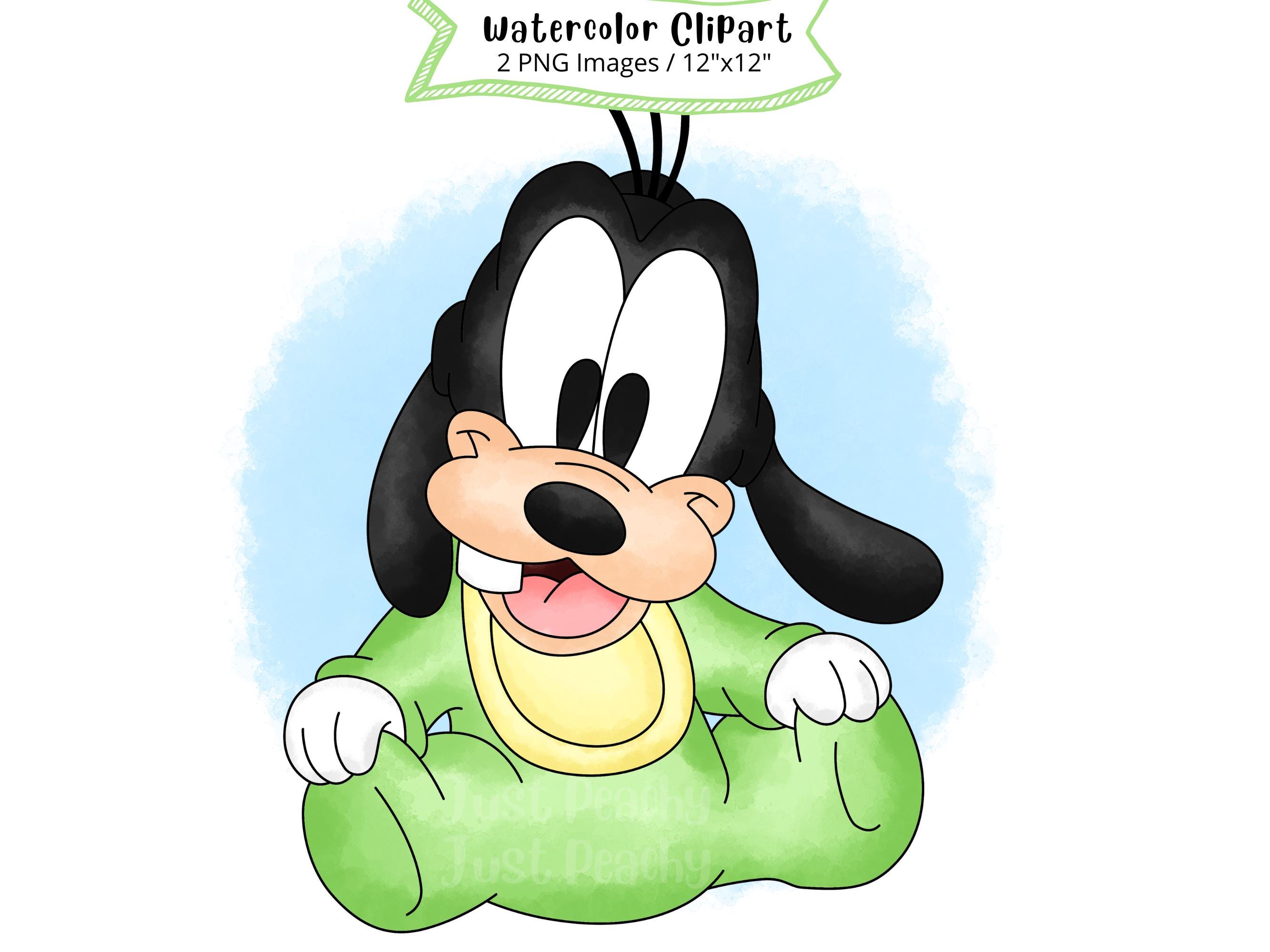 Baby Goofy Watercolor Clipart: Cartoon Illustration (PNG) - Etsy