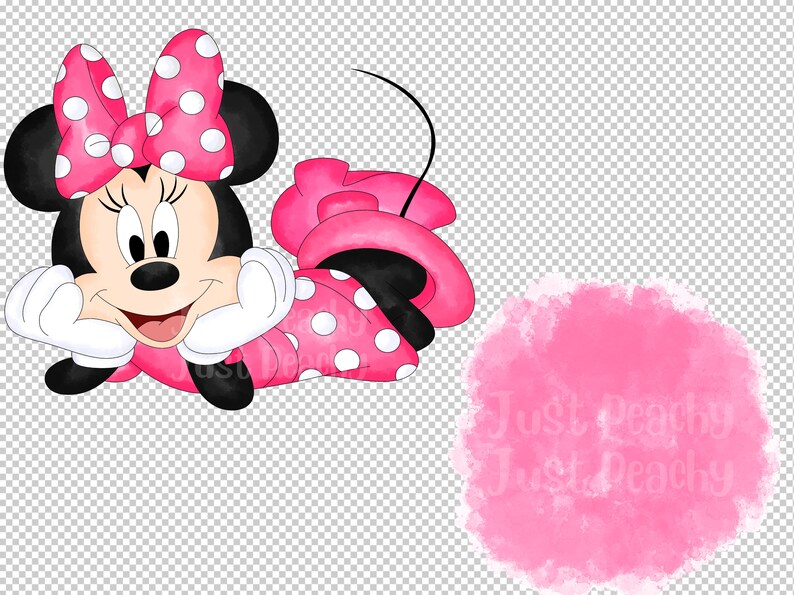 Minnie Mouse Watercolor Clipart: Cartoon Illustration (PNG) - Etsy