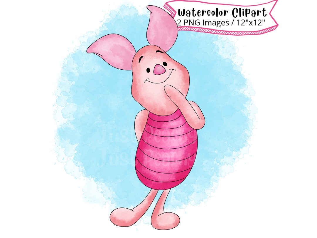 Piglet From Winnie the Pooh Hand Drawn Watercolor Clipart, Cute Cartoon ...