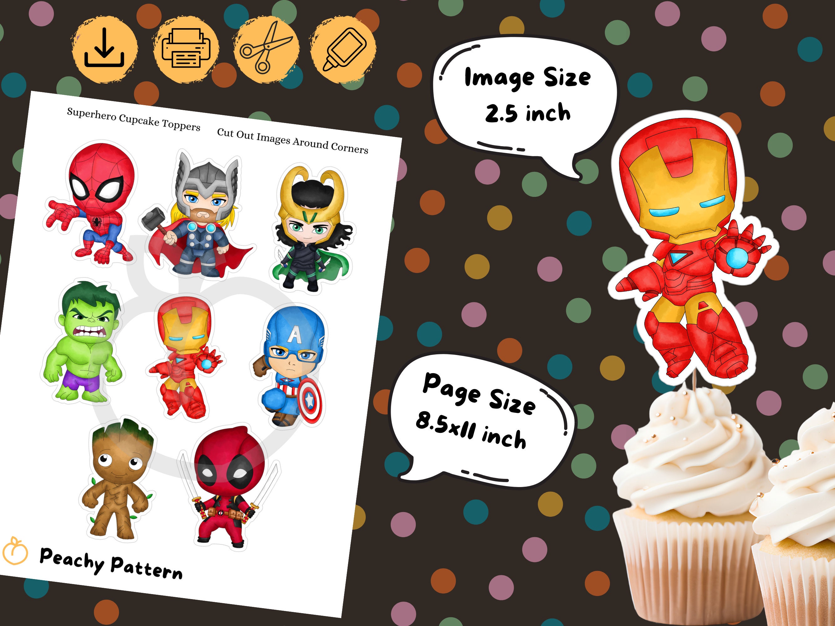 Superhero Cupcake Printables