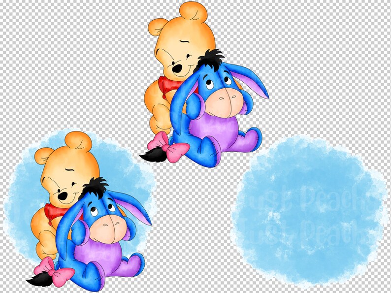 Winnie the Pooh Watercolor Clipart: Baby Eeyore, Tigger (digital ...