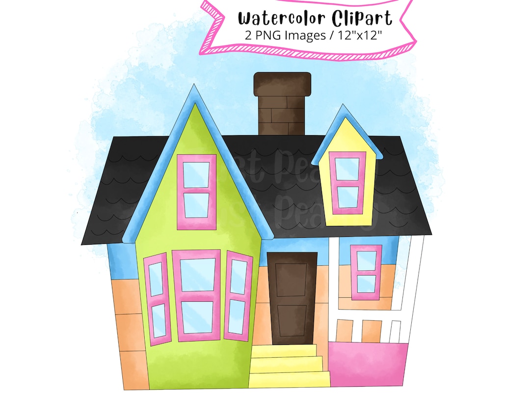 House From UP Hand Drawn Watercolor Clipart, PNG, High Resolution ...