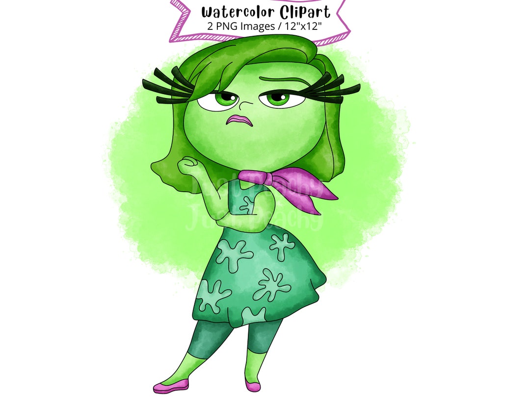 Disgust From Inside Out Watercolor Clipart Set, Cute Cartoon, PNG, High ...