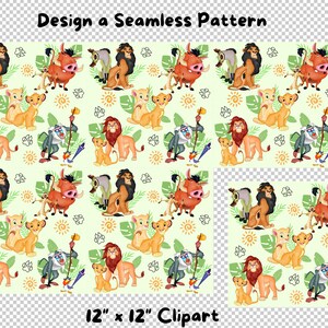 Lion King Seamless Pattern, Digital Download, Cute Cartoon, High ...