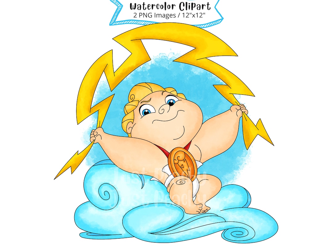 Bebé Hércules acuarela Clipart, linda ilustración de dibujos animados ...