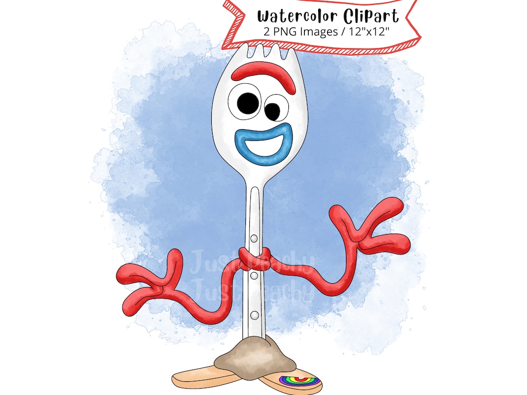 Forky Toy Story Watercolor Clipart, Cute Cartoon Illustration, Buzz ...