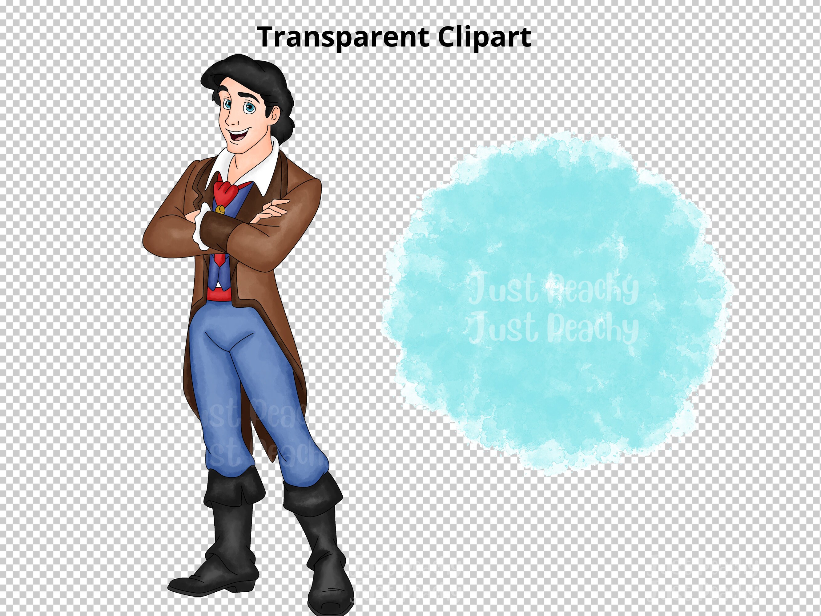 Prince Eric From, the Little Mermaid Hand Drawn Watercolor Clipart ...