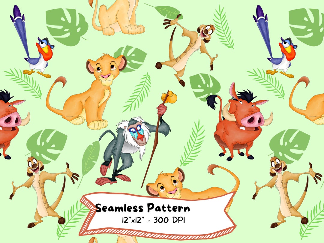 Lion King Seamless Pattern, Digital Download, Cute Cartoon, High ...
