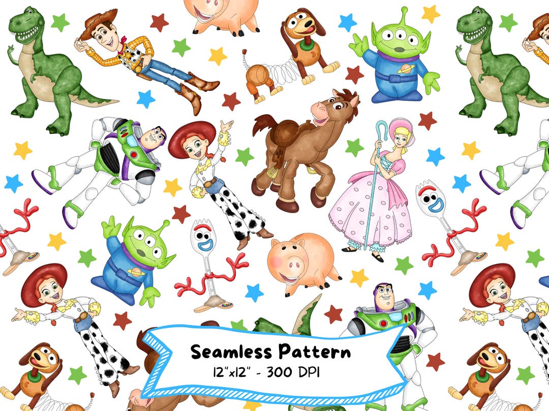 Toy Story Seamless Pattern, Watercolor Digital Pattern, Buzz Lightyear ...