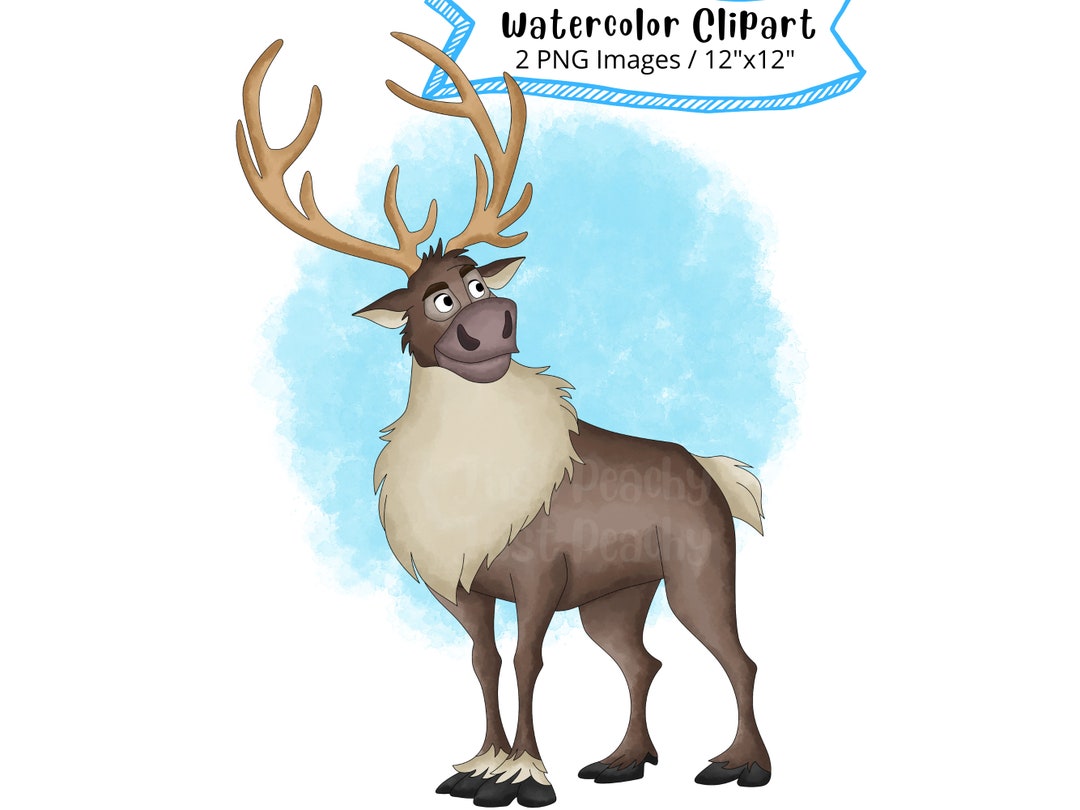 Sven From Frozen Hand Drawn Watercolor Clipart, PNG, High Resolution ...