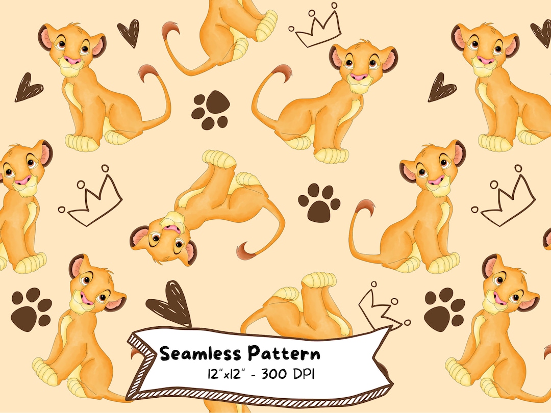 Lion King Seamless Pattern, Digital Download, Cute Cartoon, High ...