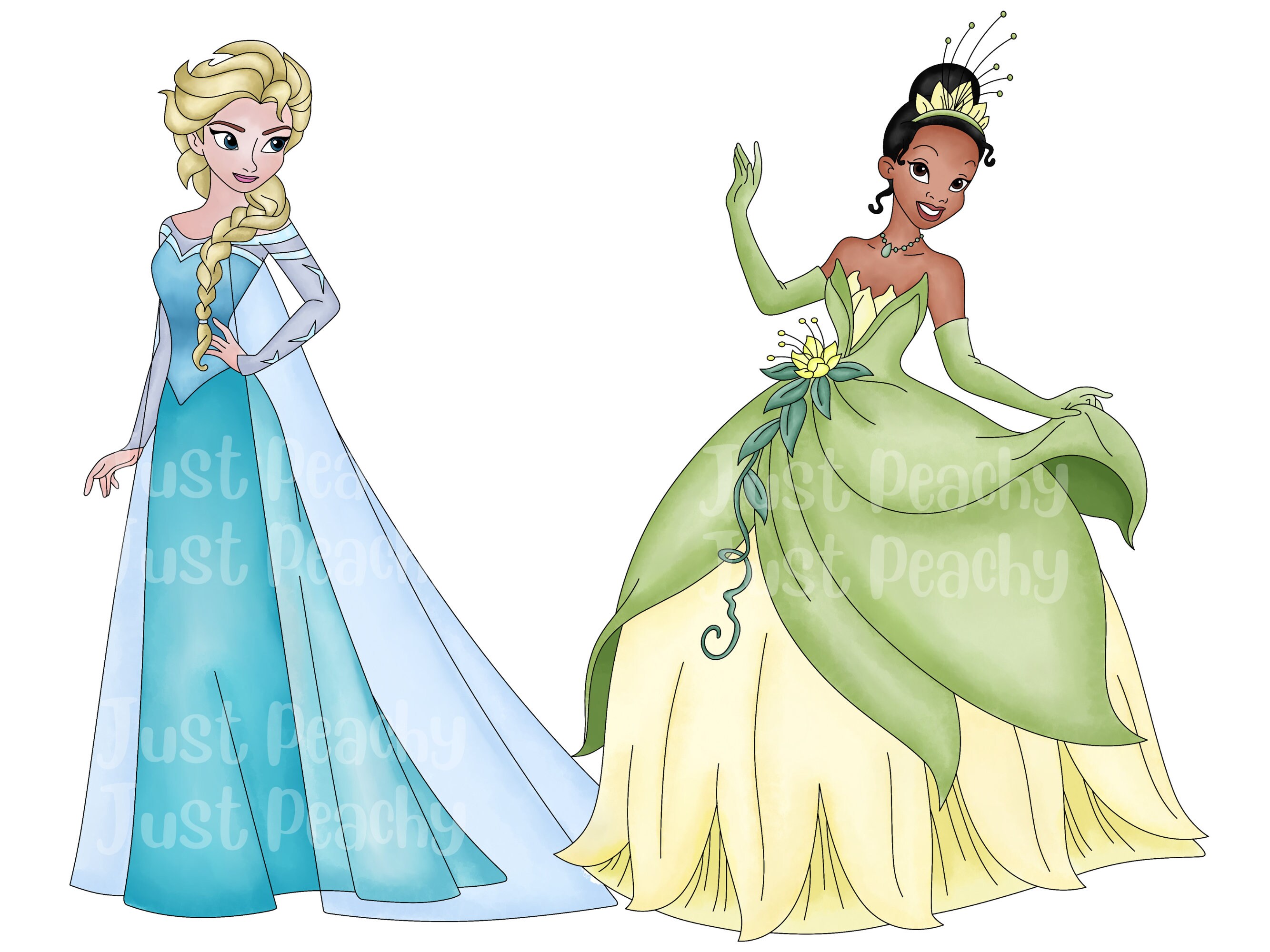 Full Set Princess Watercolor Clipart, Hand Drawn, Cute Cartoon ...