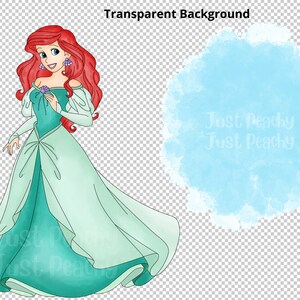 Princess Ariel Watercolor Clipart, Hand Drawn, Cute Cartoon ...