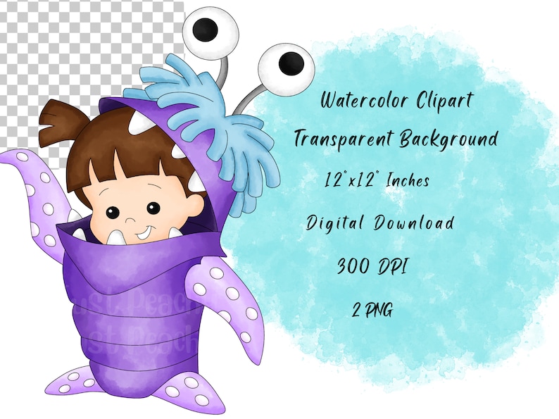 Conjunto de imágenes prediseñadas de acuarela Boo de Monsters Inc ...