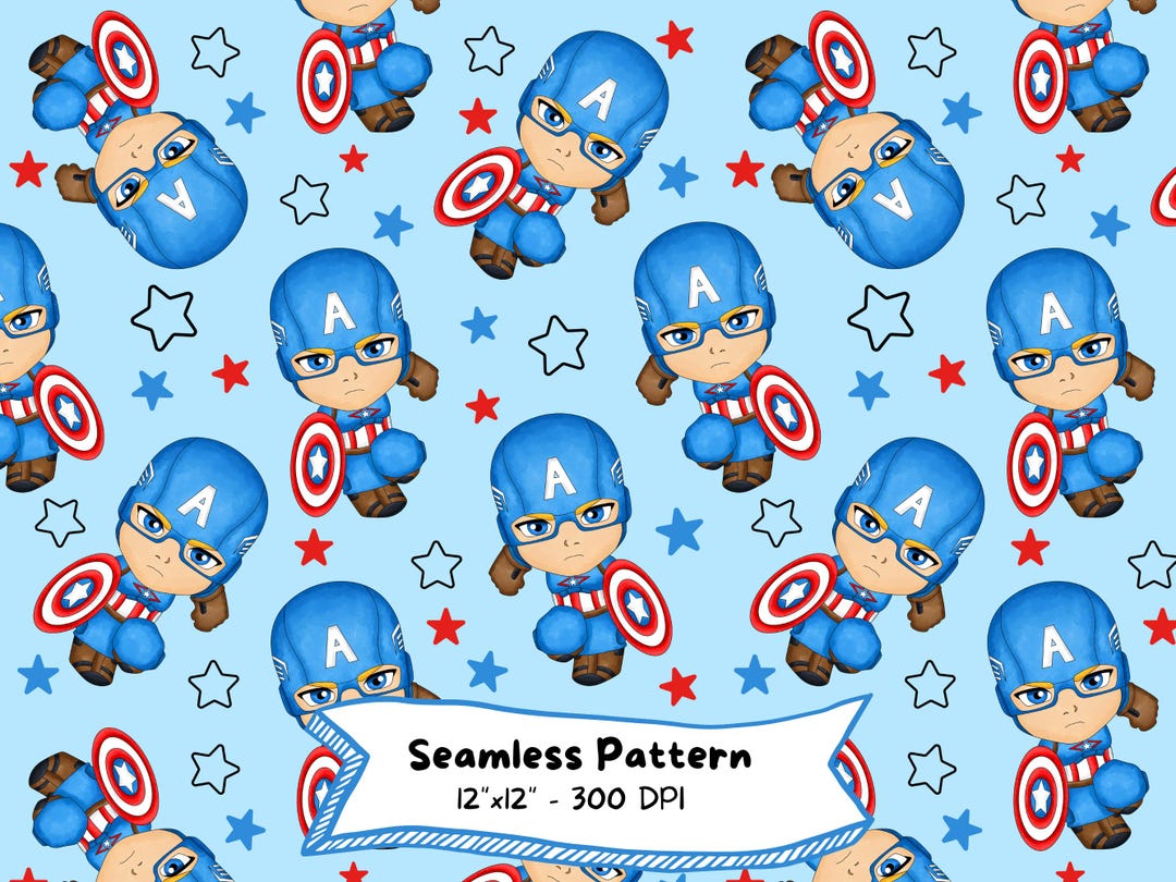 Captain America Seamless Pattern: Superhero Graphics (digital Download ...