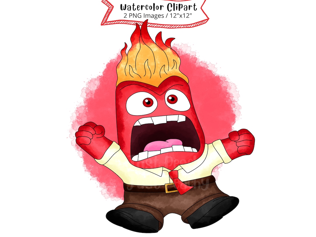 Anger From Inside Out Watercolor Clipart Set, Cute Cartoon, PNG, High ...