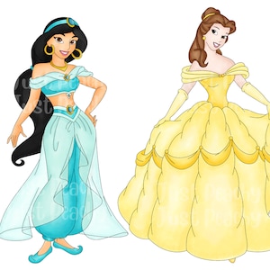 Full Set Princess Watercolor Clipart, Hand Drawn, Cute Cartoon ...