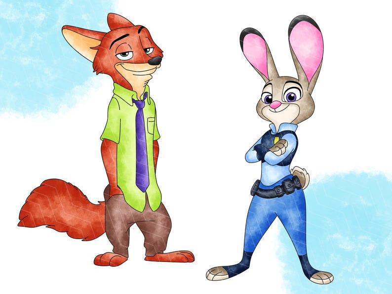 Zootopia Watercolor Clipart Bundle, Judy Hopps, Nick Wilde, Nibbles ...